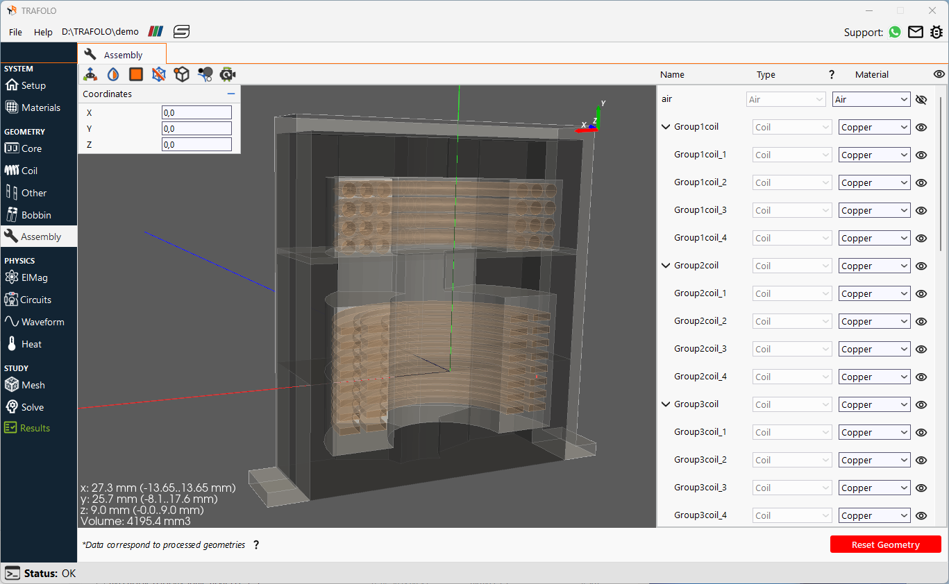 Assembly – TRAFOLO simulation software