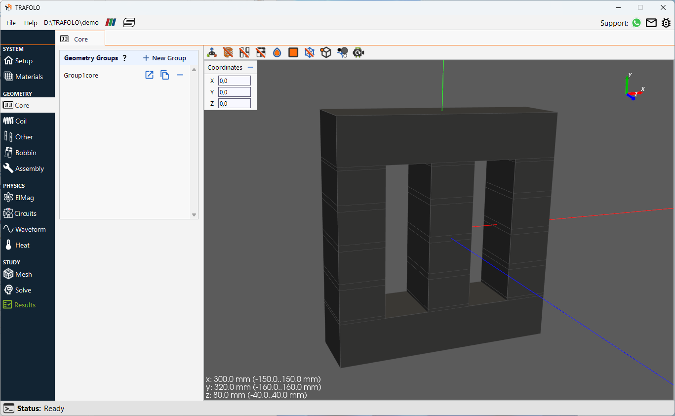 Core – TRAFOLO simulation software