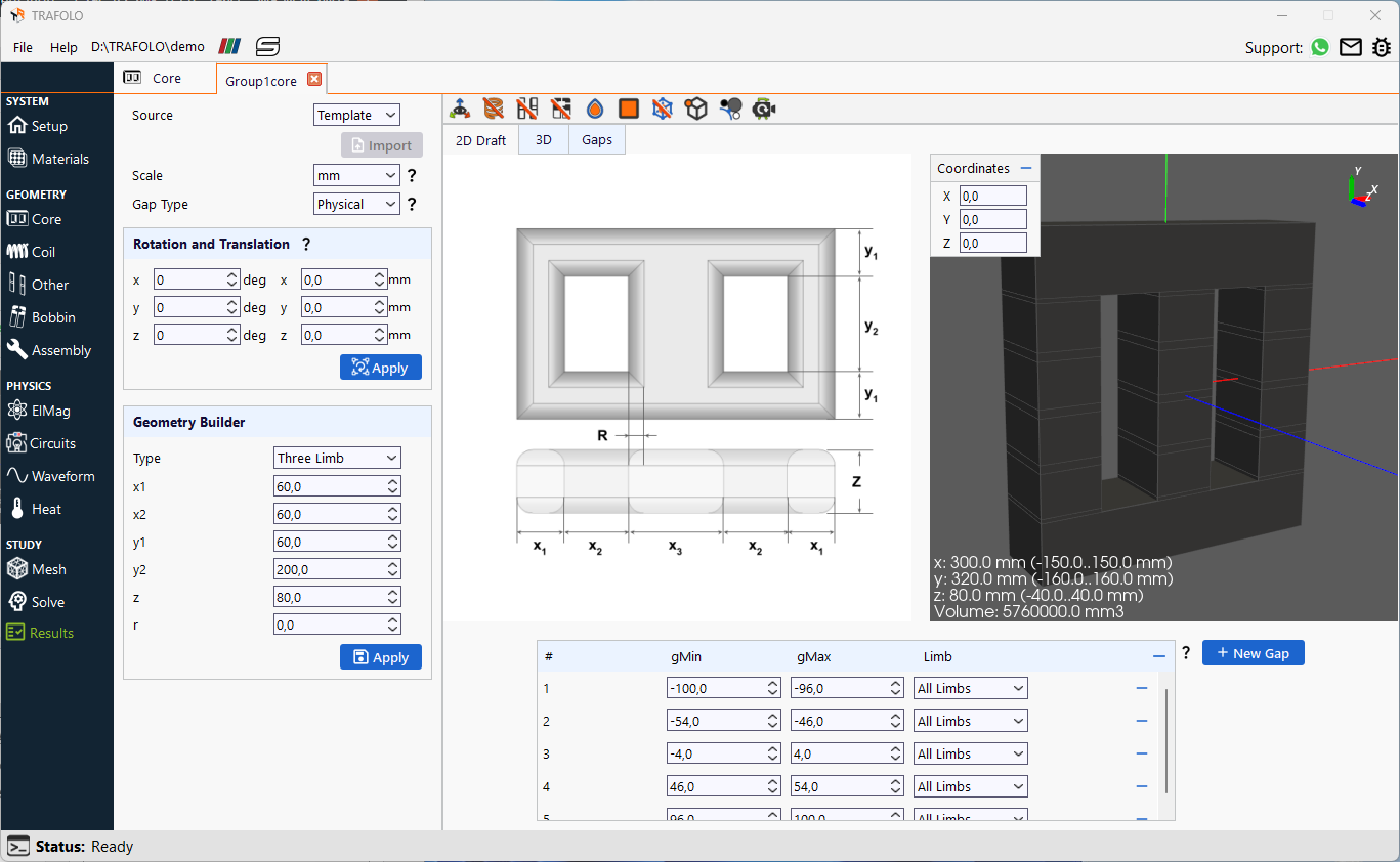 Core – TRAFOLO simulation software