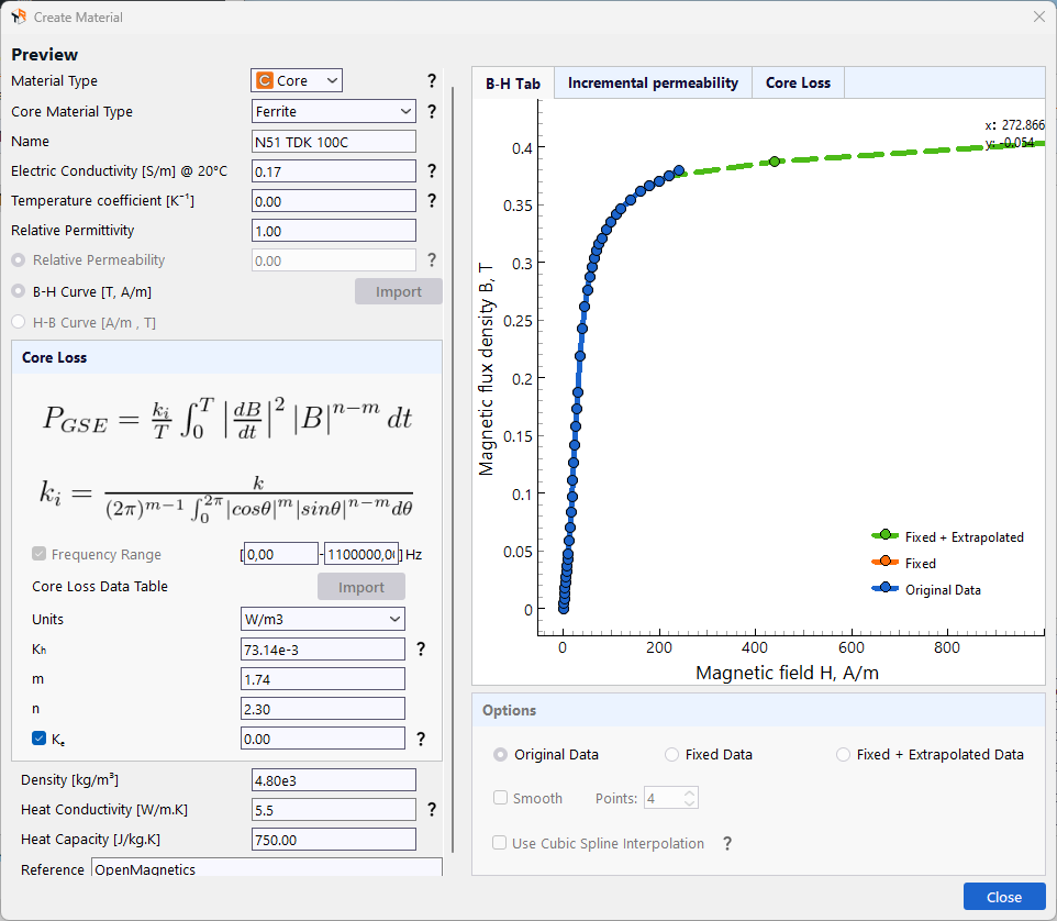 Materials – TRAFOLO simulation software