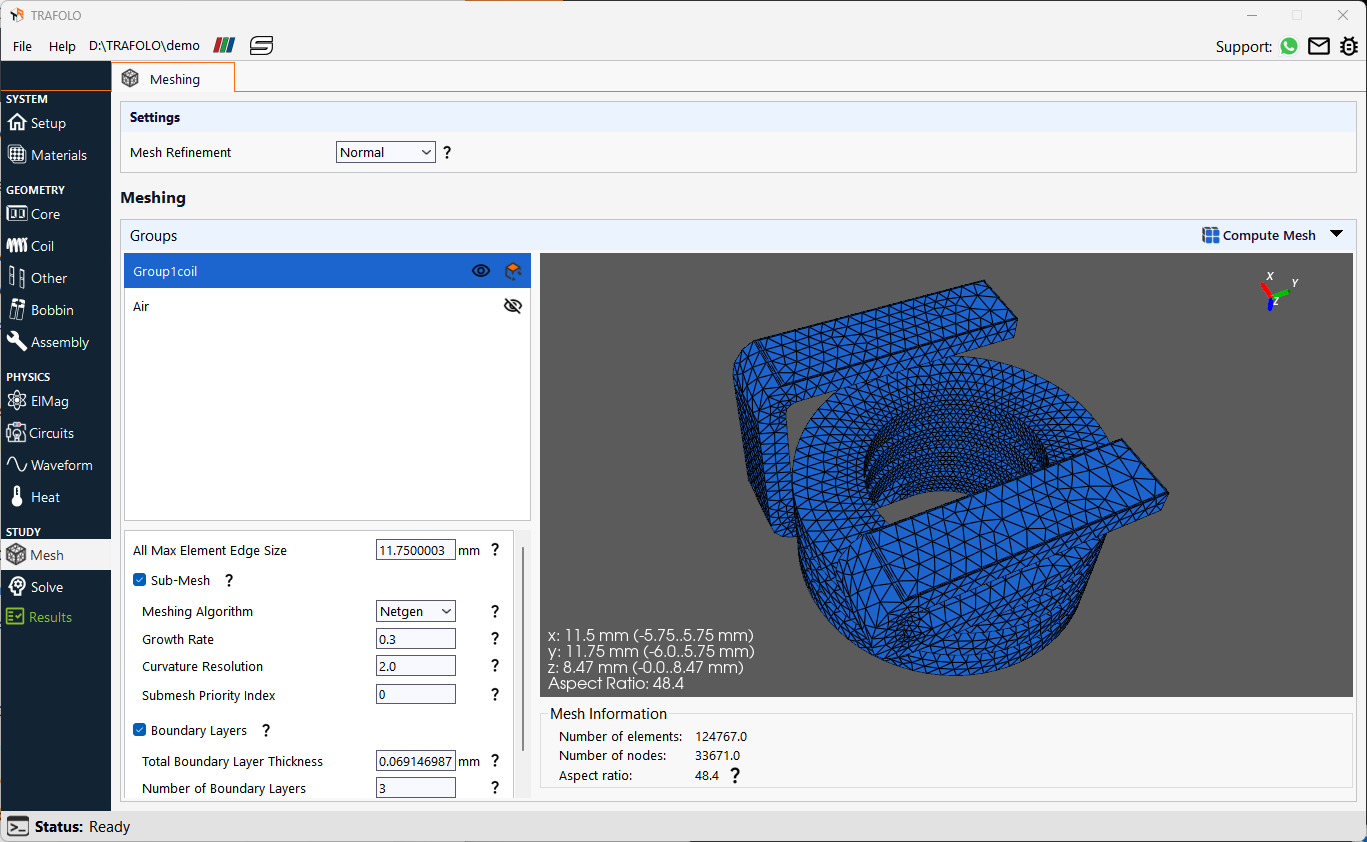 Mesh – TRAFOLO simulation software