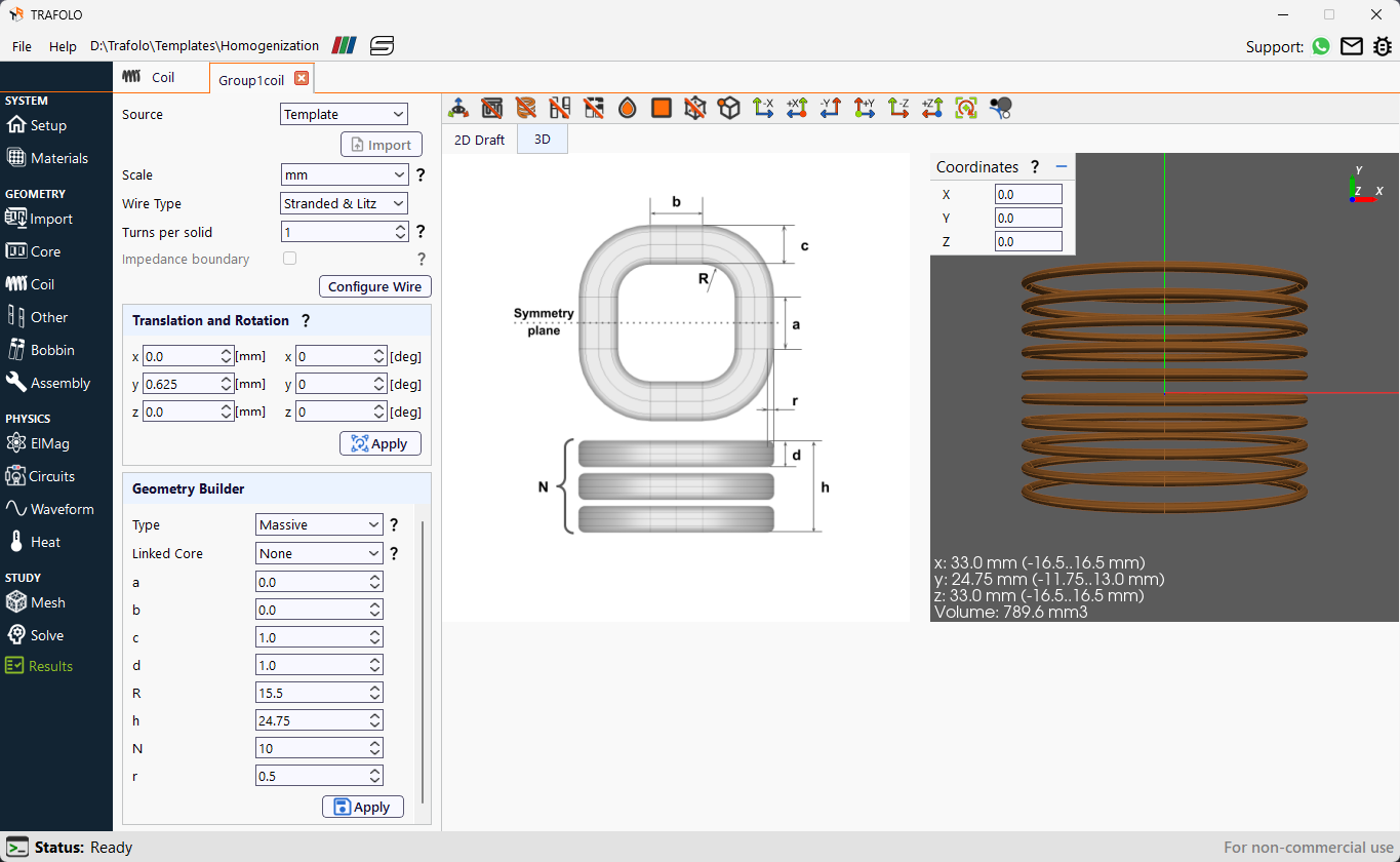 Modelling Litz Wire using Homogenization – TRAFOLO simulation software